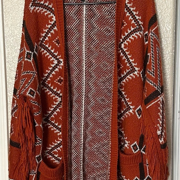 Shyanne | Sweaters | Shyanne Rust And Black Geometric Cardigan | Poshmark